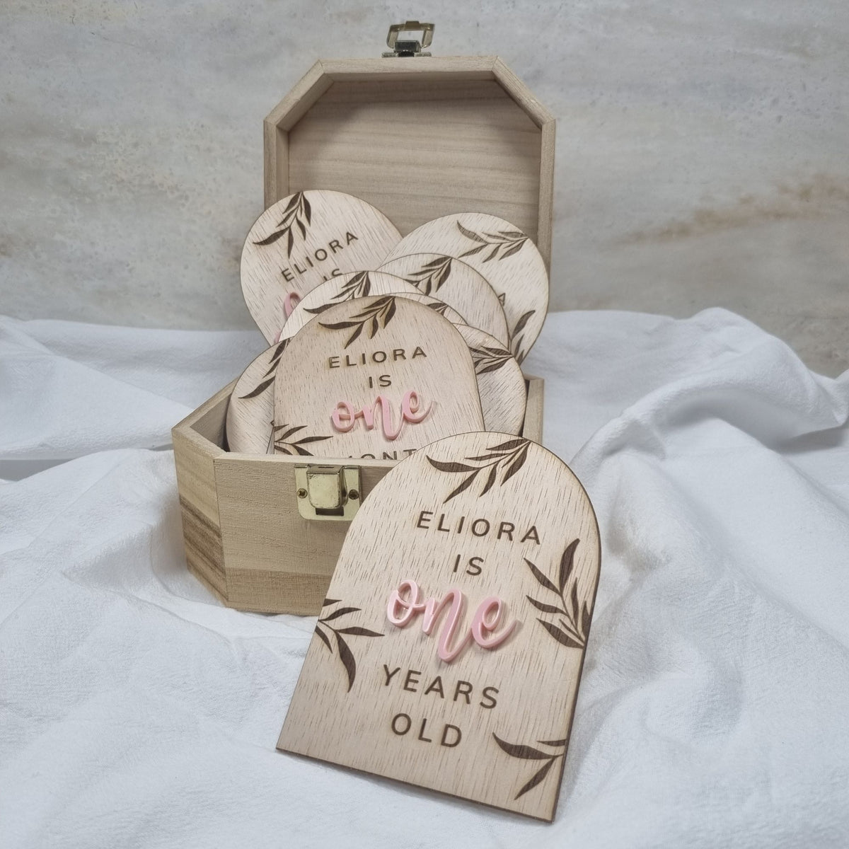 Personalised Wood Newborn Milestone Disc – Curated Company