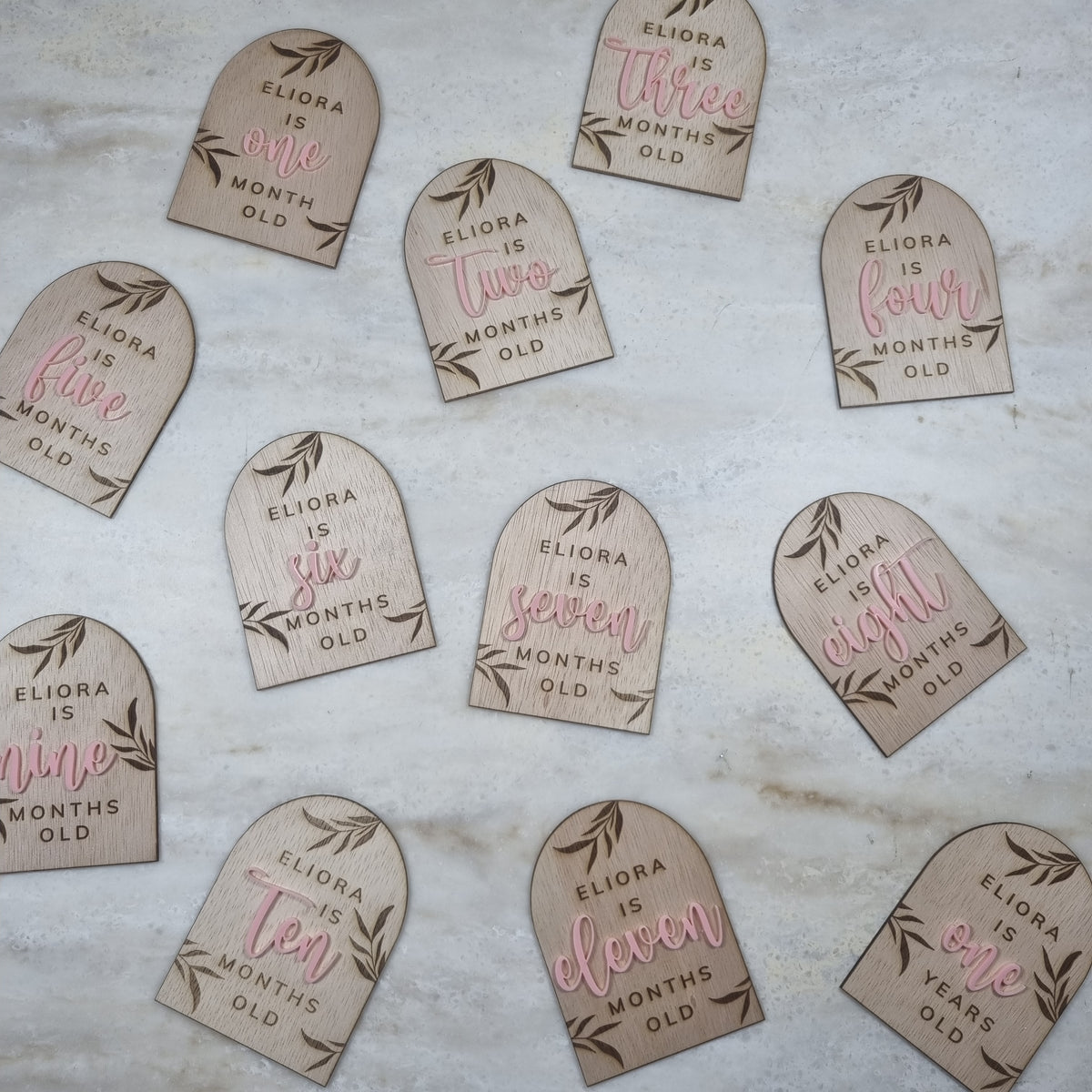 Personalised Wood Newborn Milestone Disc – Curated Company